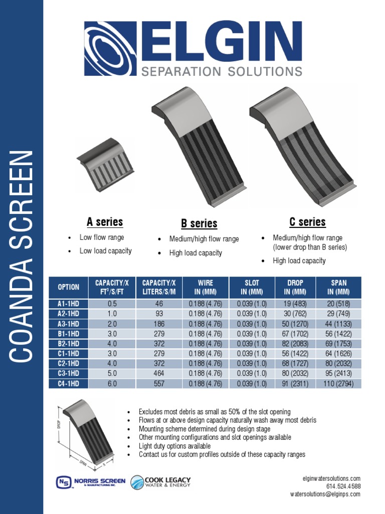 Elgin Coanda Screen Specifications | PDF | Manufactured Goods | Nature