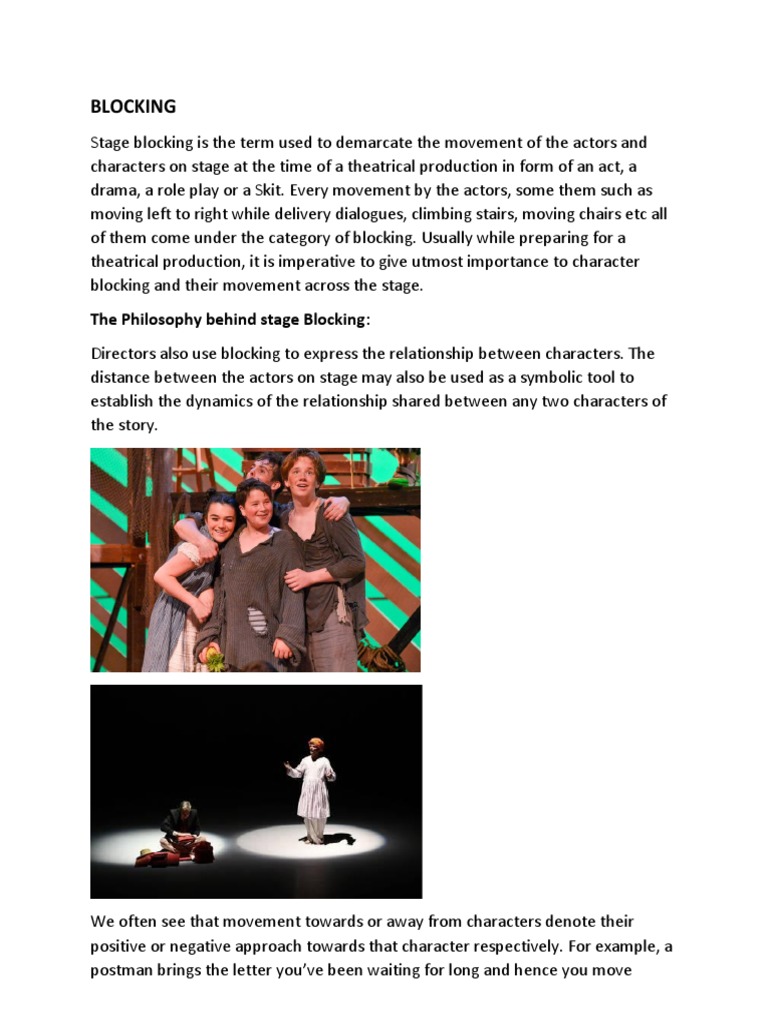 Blocking: The Philosophy Behind Stage Blocking | PDF