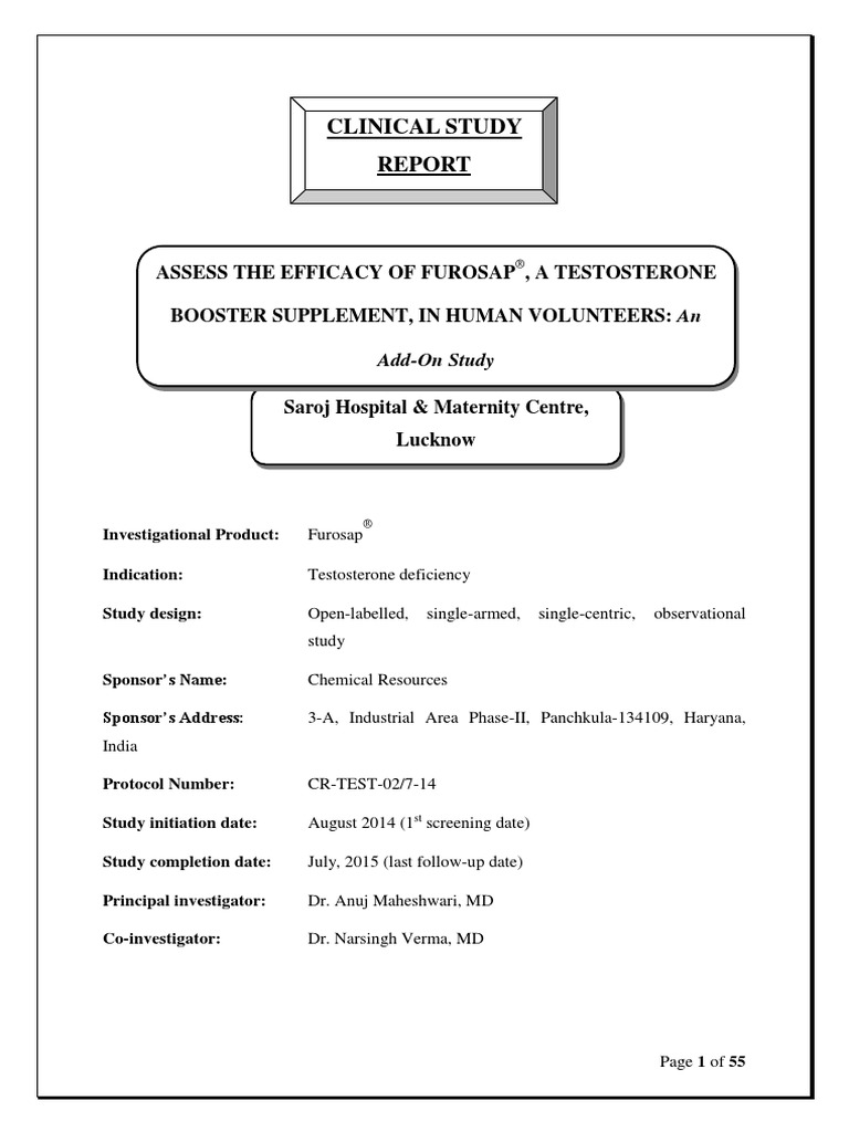 Clinical Study: Assess The Efficacy of Furosap, A Testosterone Booster ...
