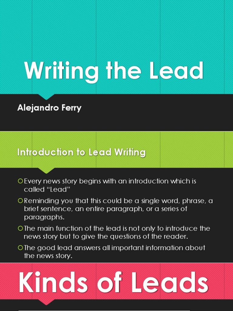 Writing The Lead: Alejandro Ferry | Download Free PDF | Verb | Grammar