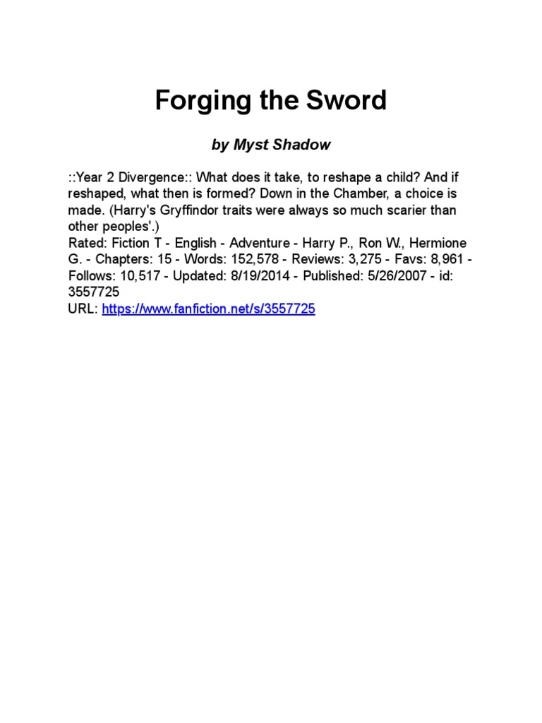 Forging The Sword Myst Shadow | PDF | Harry Potter Universe | Fantasy ...