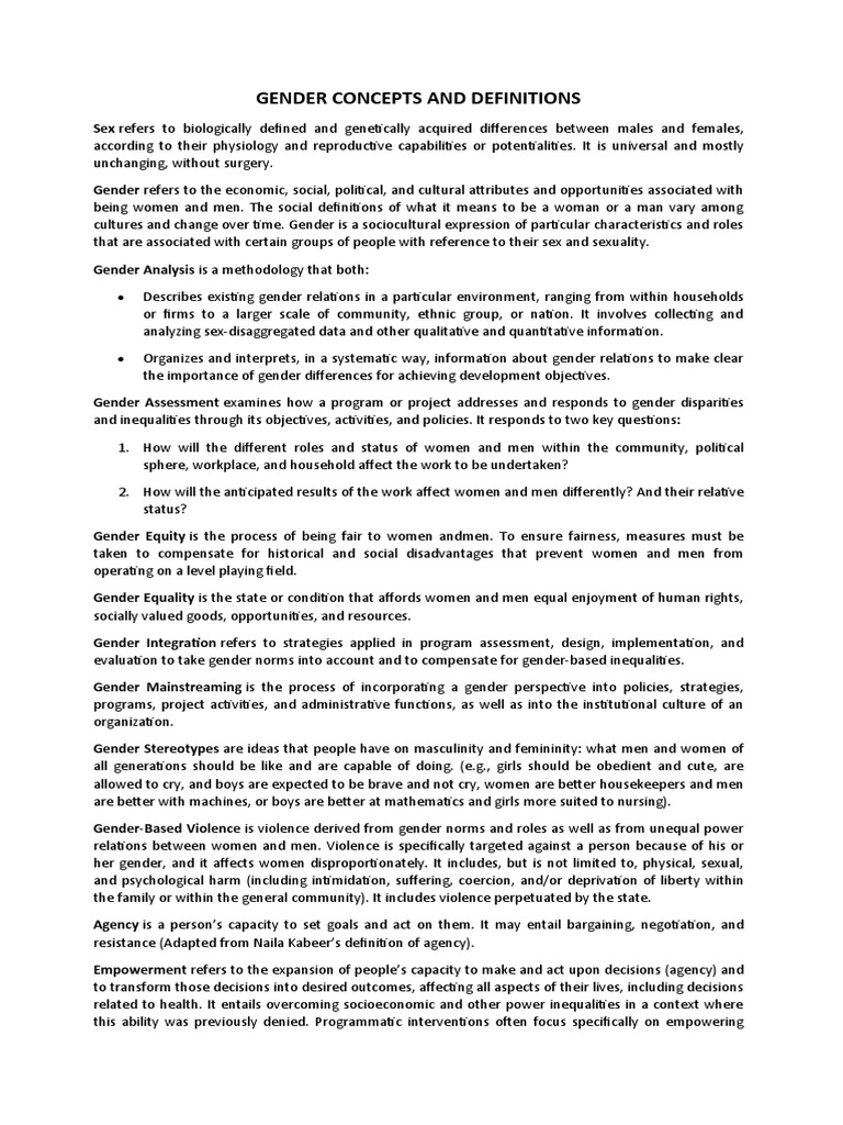 Gender Concepts and Definitions | PDF | Gender Role | Gender
