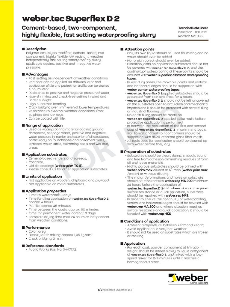 WEBER - Tec Superflex D2 EN | PDF | Basement | Civil Engineering