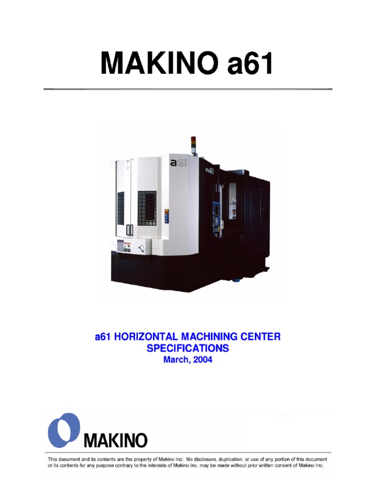 Makino A61 Specifications PDF | PDF