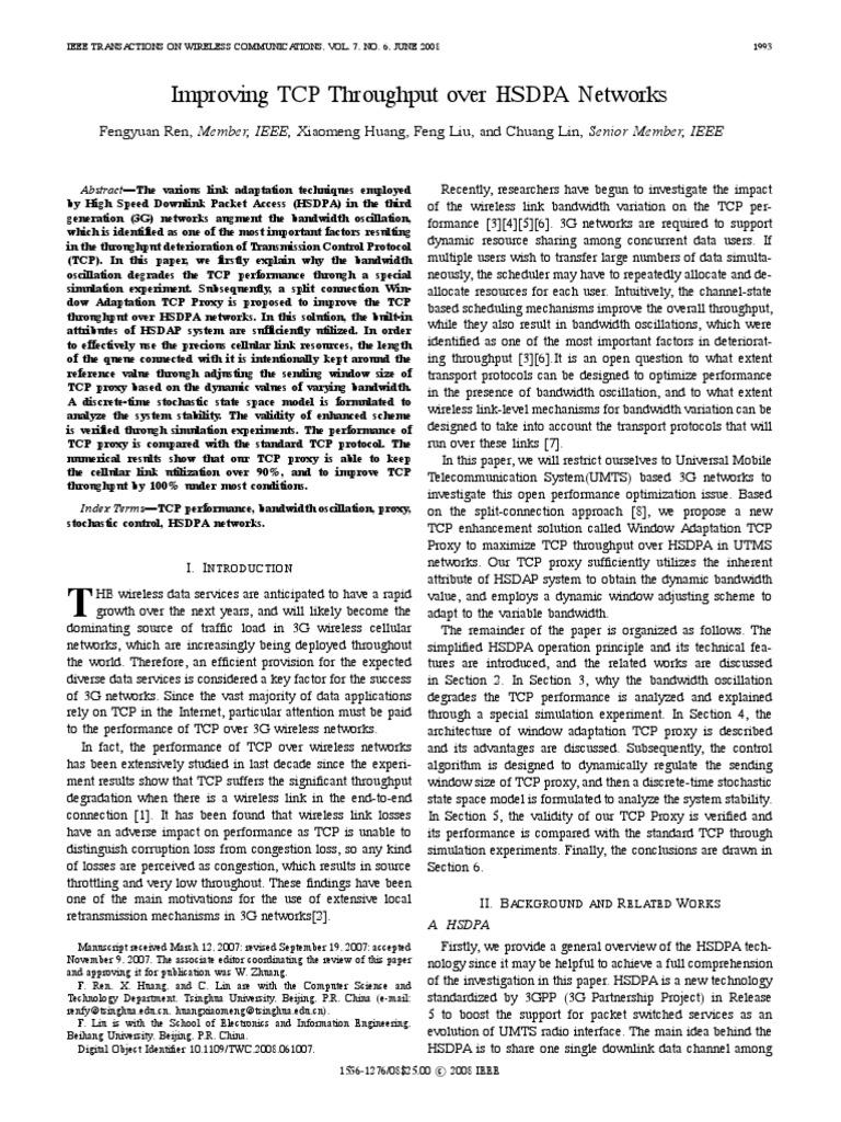 Improving TCP throughput over HSDPA networks using a split connection window adaptation TCP ...