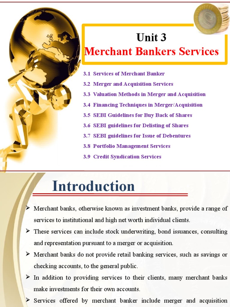 Merchant Bankers Services: Unit 3 | PDF | Valuation (Finance) | Takeover