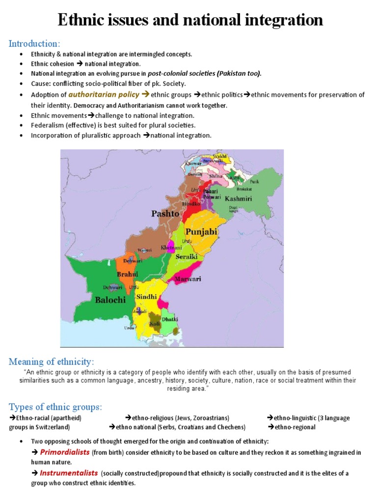 Ethnic Issues and National Integration | PDF | Pakistan | Ethnic Groups