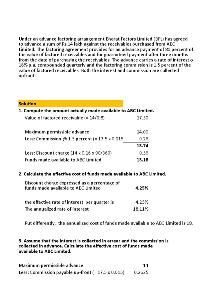 Factoring Problems-Solutions | PDF | Factoring (Finance) | Discounting