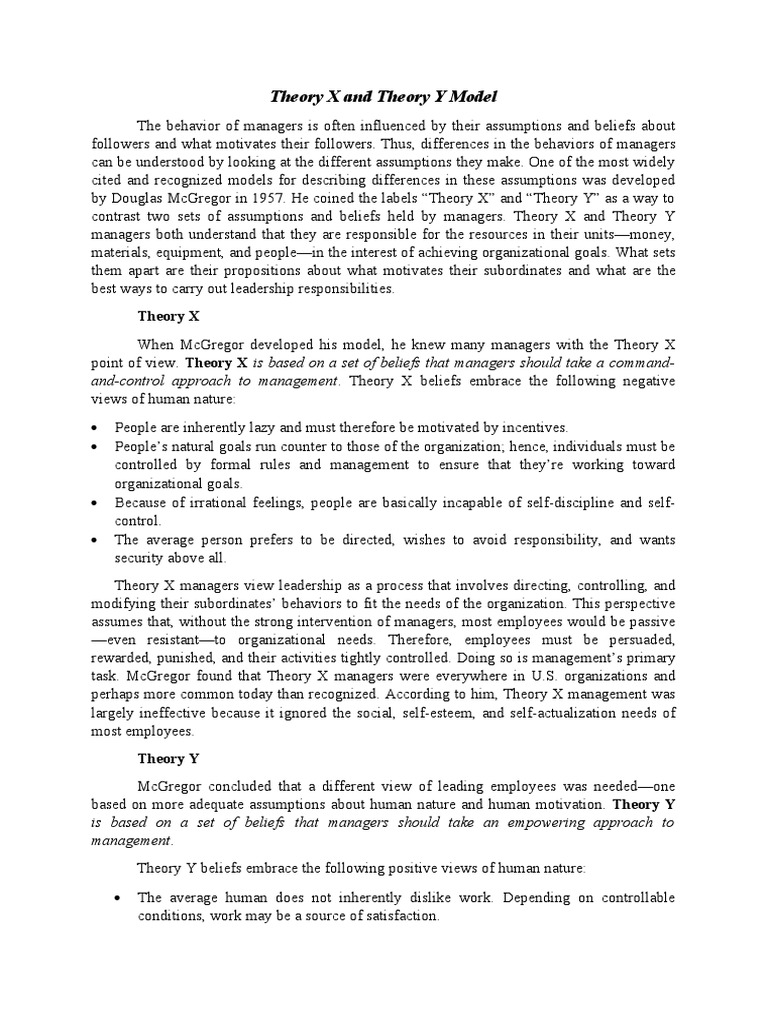 Understanding Theory X and Theory Y | PDF | Systems Psychology | Leadership