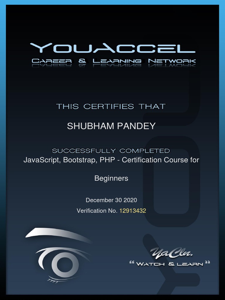 Shubham Pandey: Javascript, Bootstrap, PHP - Certification Course For Beginners | PDF