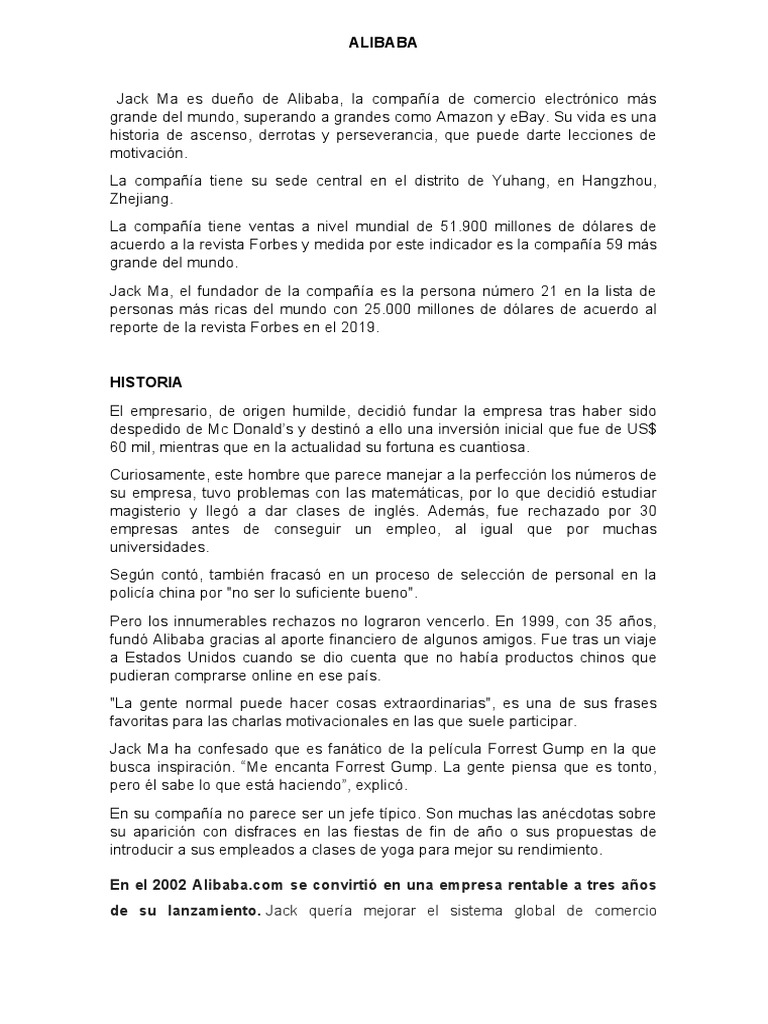 ALIBABA | PDF | Grupo Alibaba | Comercio electrónico