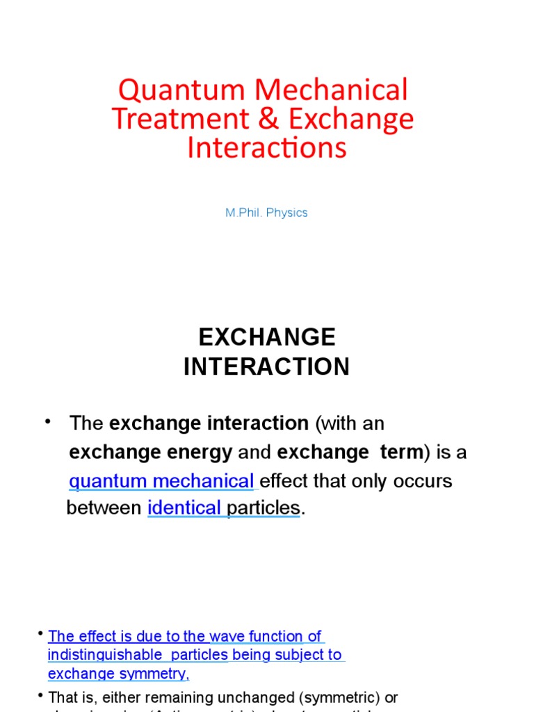Quantum Exchange Interactions | PDF | Boson | Elementary Particle