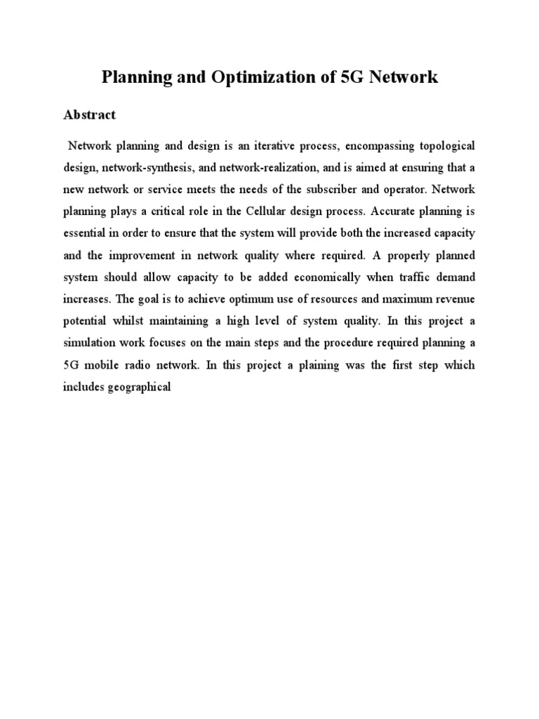 Planning and Optimization of 5G Network | PDF | Mathematical ...