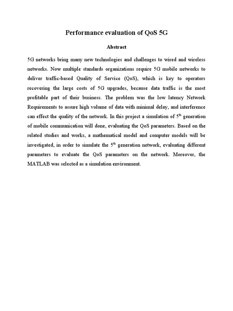 Performance Evaluation of QoS 5G | PDF | Quality Of Service | Cellular ...
