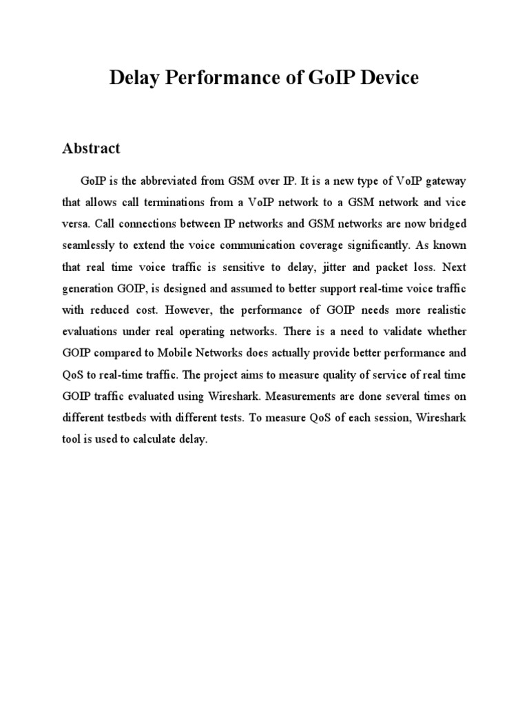 Delay Performance of GoIP Device | PDF | Voice Over Ip | Quality Of Service