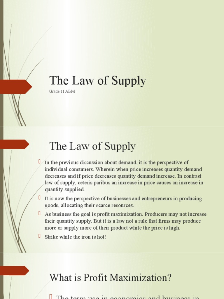 The Law of Supply | PDF | Supply (Economics) | Economic Equilibrium