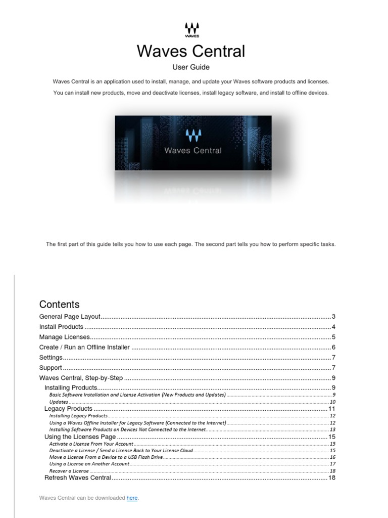 Waves Central: User Guide | PDF | Installation (Computer Programs ...
