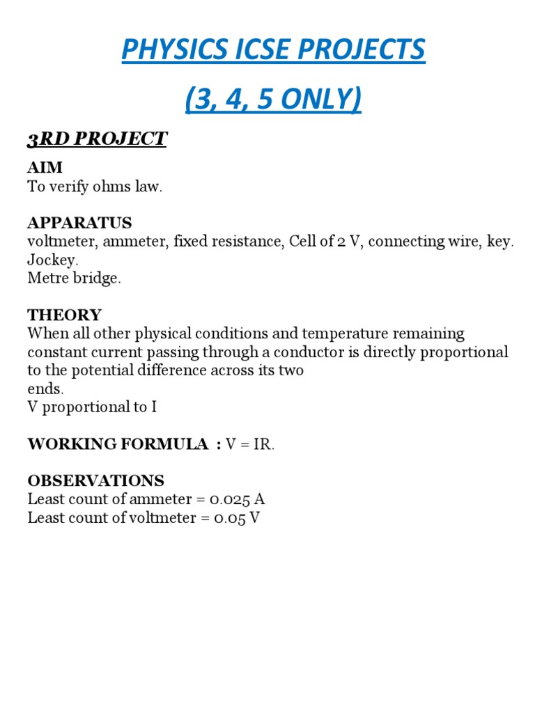 Physics Icse Projects PDF | PDF