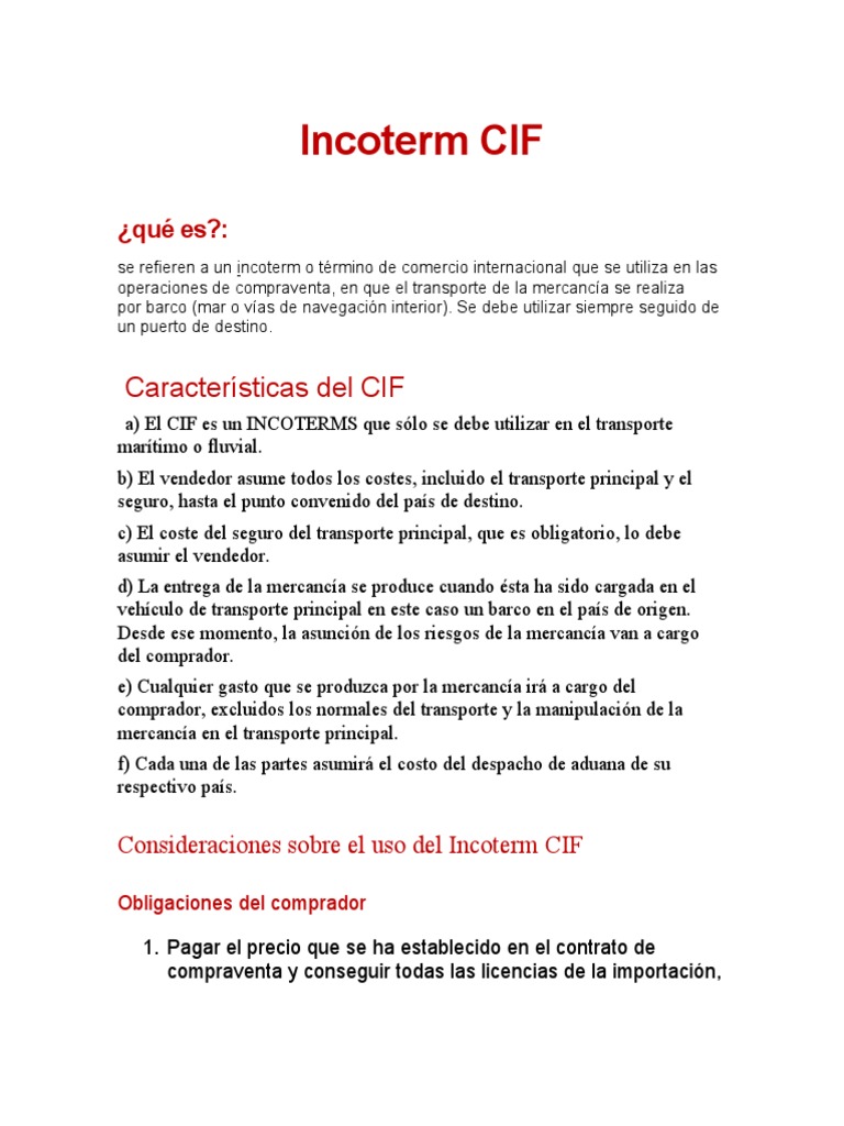 Incoterm CIF | PDF | Transporte | Microeconomía