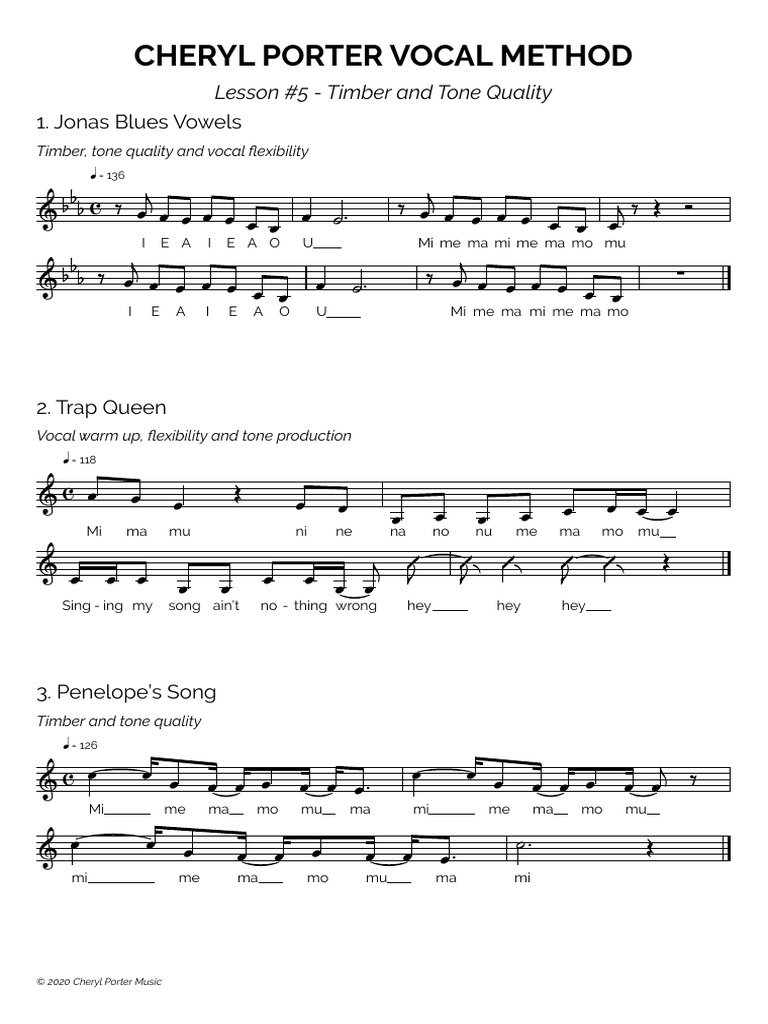L05 Timbre and Tone Quality - Cheryl Porter Vocal Method | PDF ...