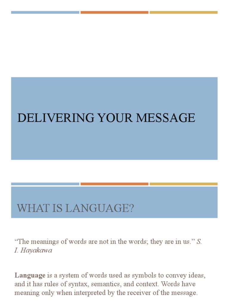 Delivering Your Message | PDF | Semantics | Nonverbal Communication