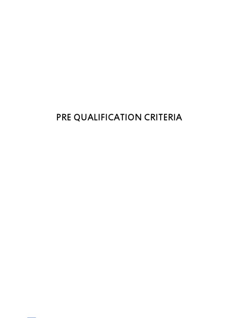 Pre-Qualification Criteria | PDF | Reliability Engineering | Economic ...