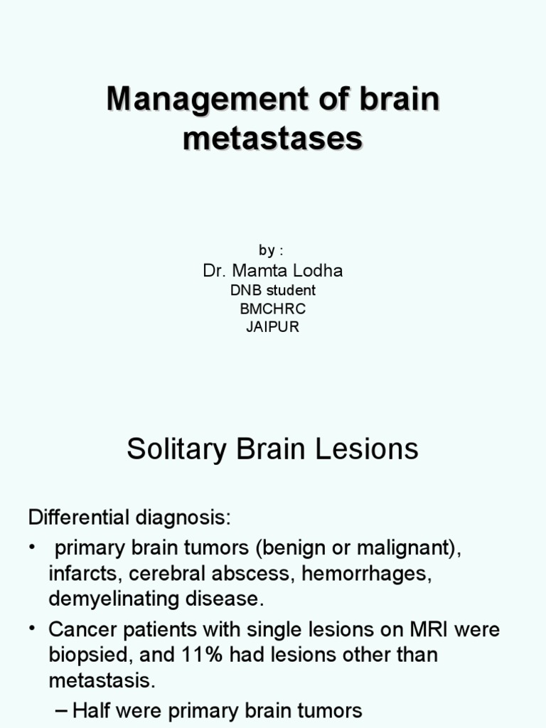 Management of Brain Metastases Overview | PDF | Brain Tumor | Radiation ...