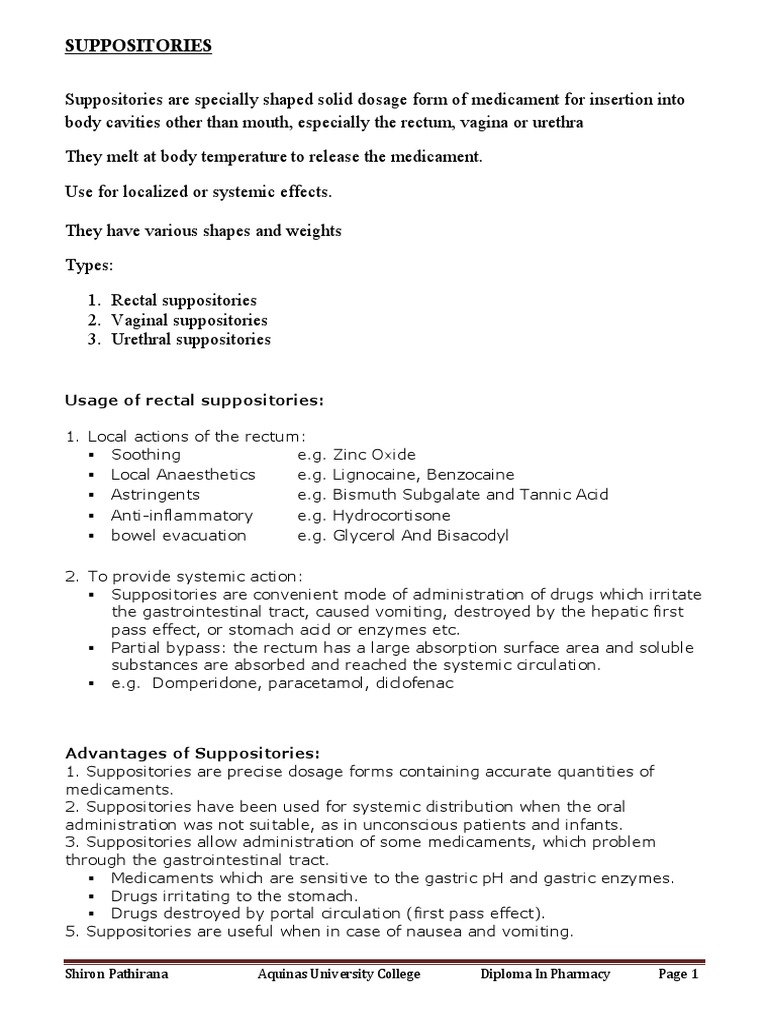 Overview of Suppository Dosage Forms | PDF | Products Of Chemical ...