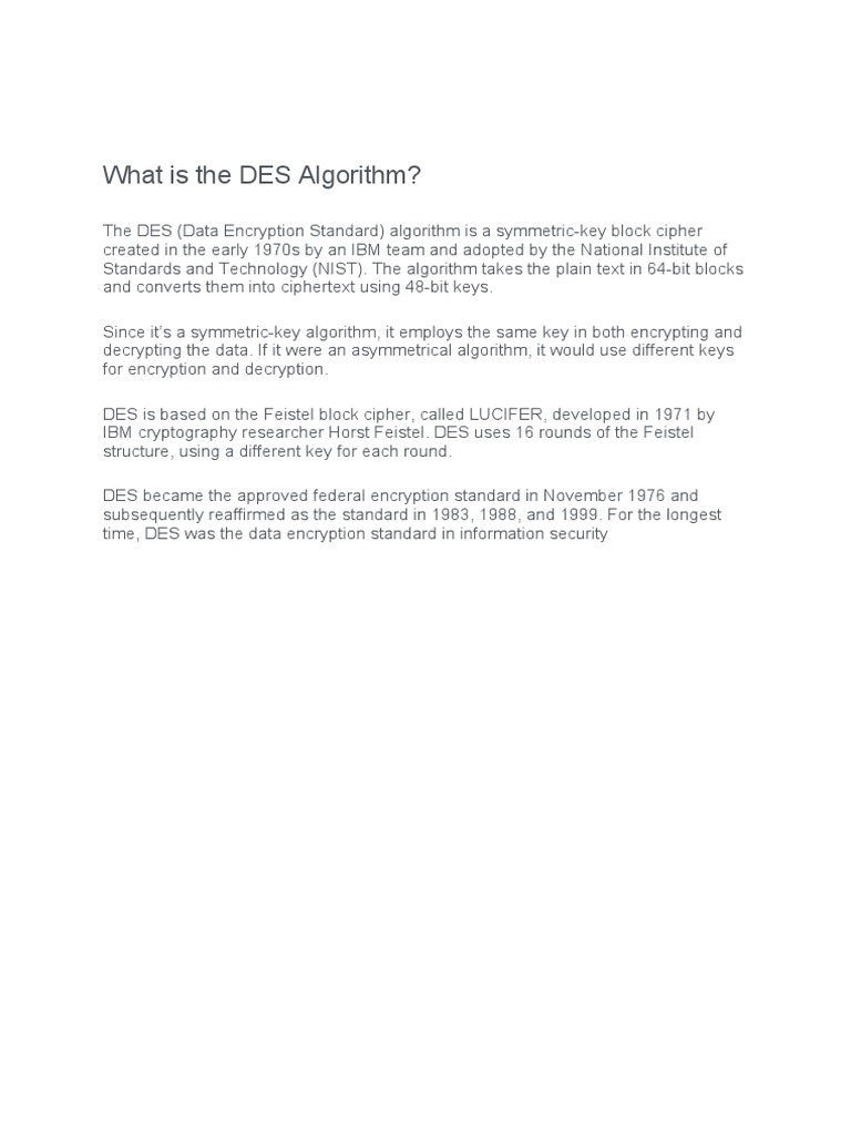 What Is The DES Algorithm | PDF