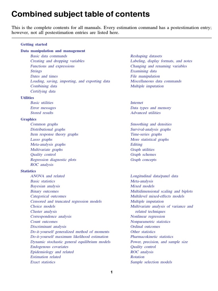 Combined Subject Table of Contents | PDF | Statistics | Statistical ...
