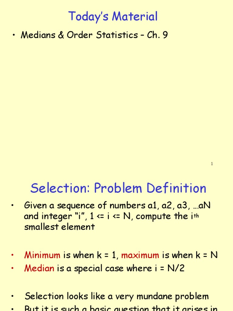 Randomized and Deterministic Selection Algorithms | PDF | Statistical Theory | Algorithms And ...