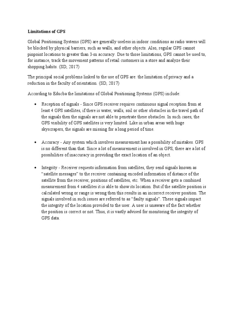 GPS Limitations: Accuracy & Privacy | PDF | Science & Mathematics ...
