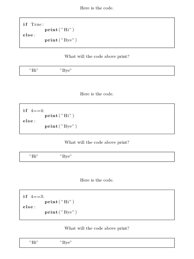 If Else Programming Worksheet For Children | PDF