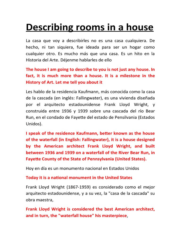 Describing Rooms in A House | PDF | Room | Bedroom