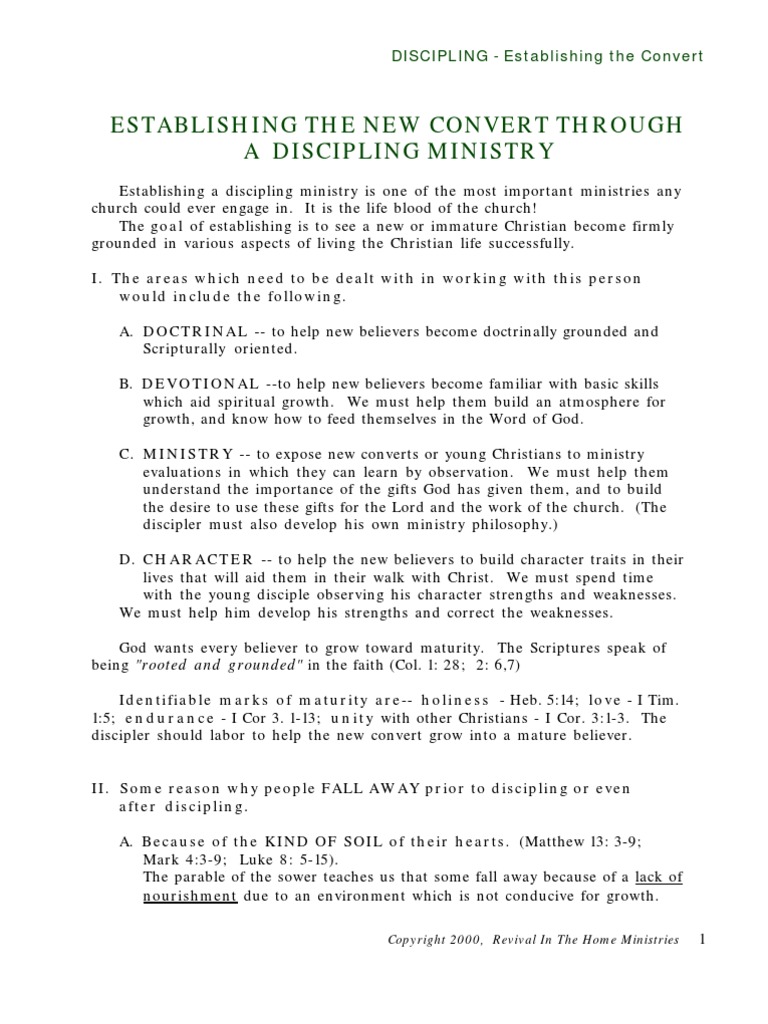 Establishing The New Convert Through A Discipling Ministry | PDF ...
