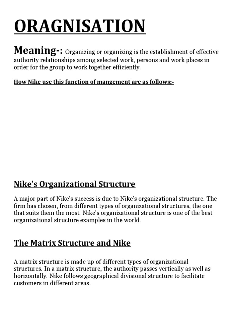 Nike's Organizational Structure: A Detailed Look at the Sportswear ...