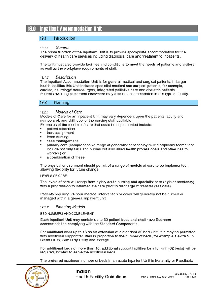 Inpatient Accommodation Unit Guidelines | PDF | Patient | Nursing