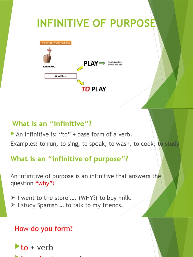 Infinitive of Purpose | PDF | Language Arts & Discipline | Foreign ...