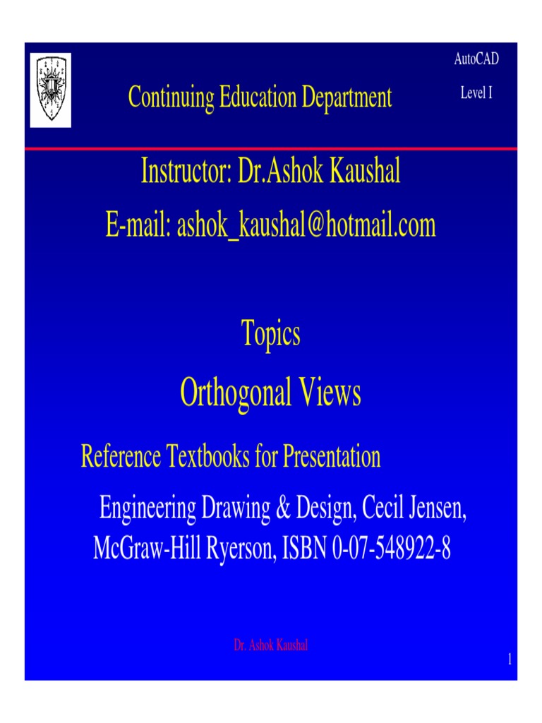 An Introduction to Orthographic Projection and Multi-View Drawings in AutoCAD Level I | PDF ...