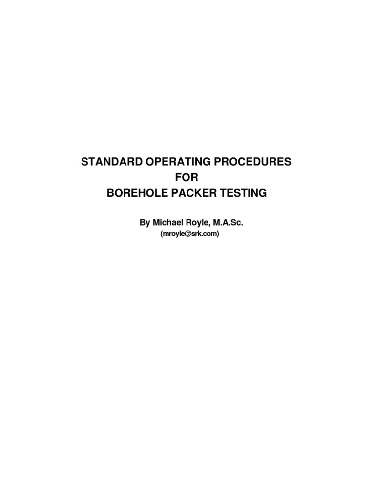 Standard Operation For Packer Test | PDF | Hydrogeology | Pressure