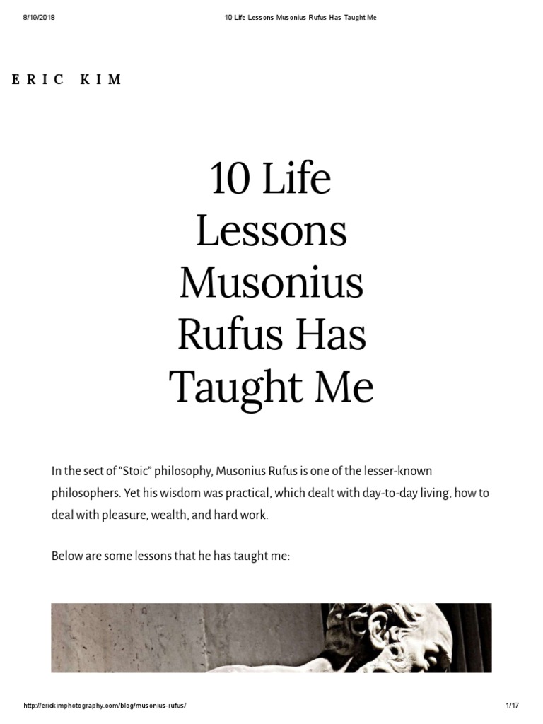10 Life Lessons Musonius Rufus Has Taught Me | PDF | Clothing | Foods