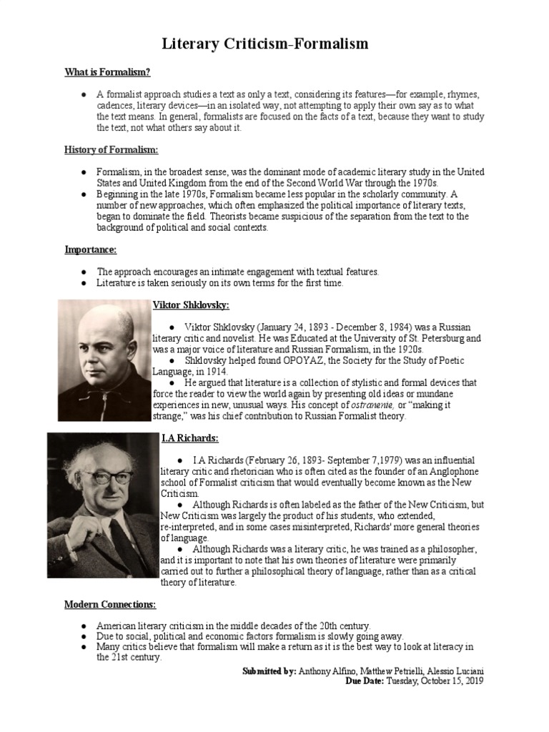 Formalism: A Literary Critique Guide | PDF | Poetry | Science
