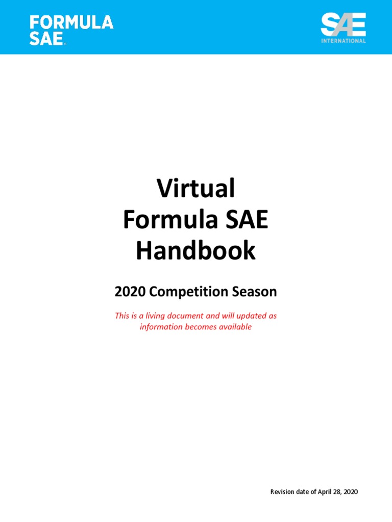 Virtual Formula SAE Handbook: 2020 Competition Season | PDF | Audit ...