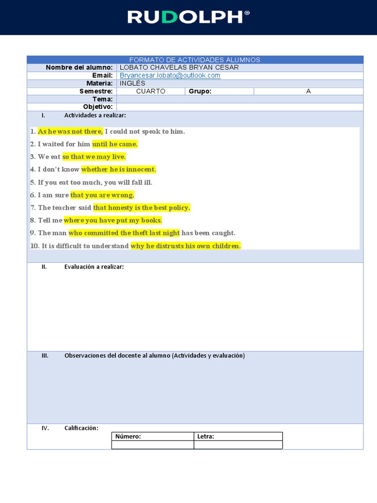 Nombre Del Alumno: Lobato Chavelas Bryan Cesar Email: Materia: INGLÉS ...