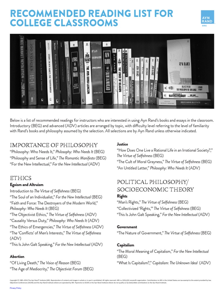 Recommended Reading List For College Classrooms: Importance of ...