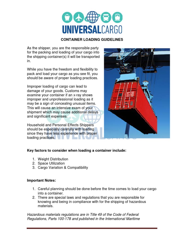 Container Loading Guidelines | PDF | Cargo | Supply Chain Management