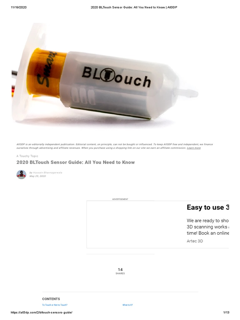 2020 BLTouch Sensor Guide - All You Need To Know - All3DP | PDF | 3 D ...