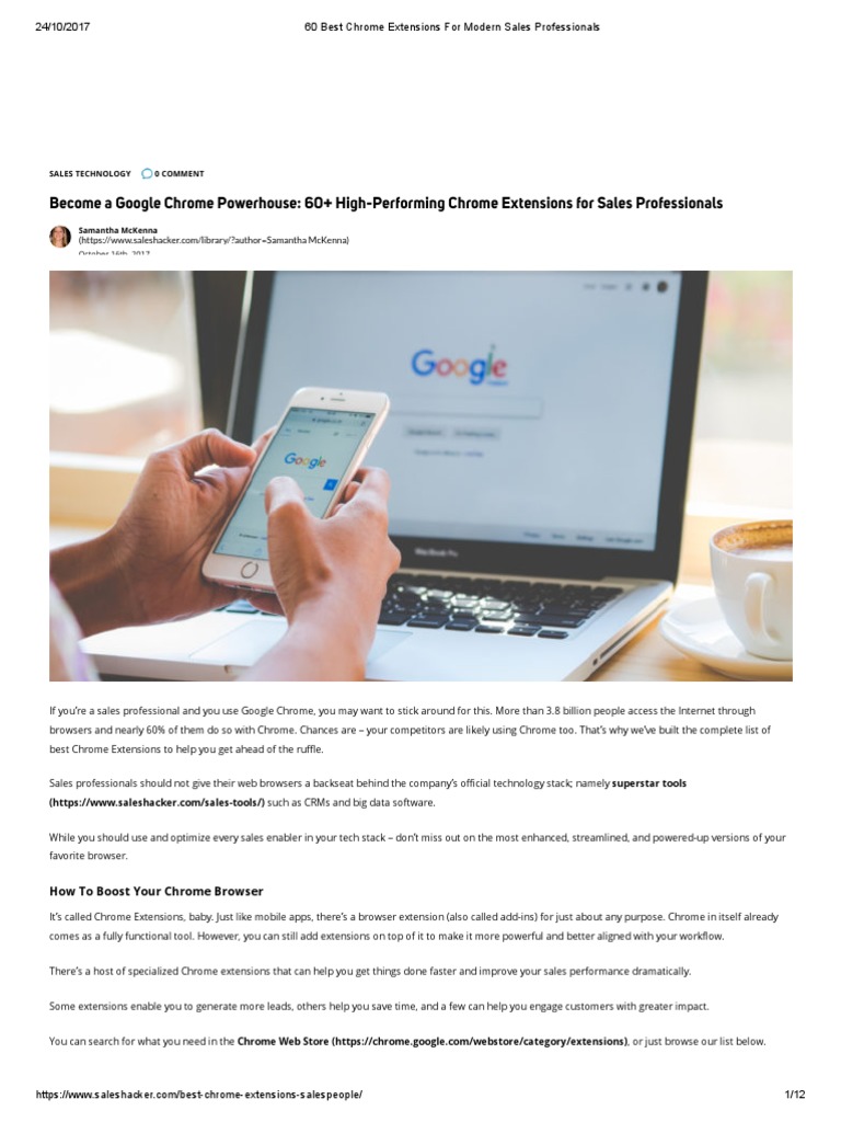 60 Best Chrome Extensions For Modern Sales Professionals | PDF | Microsoft Outlook | Search ...