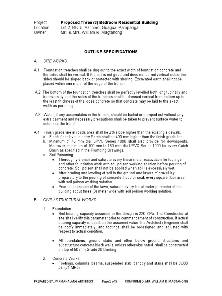 Residential Building Specifications Guide | PDF | Tile | Door