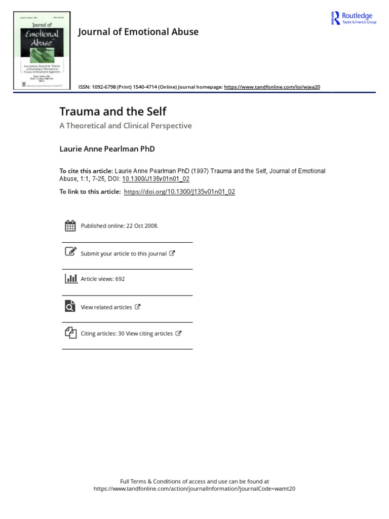 Trauma and The Self | PDF | Psychotherapy | Psychological Trauma